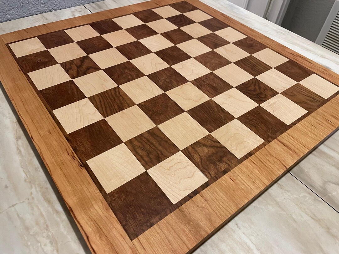 2.25" Squares Maple and Chechen Chessboard W/ Double Border - Etsy