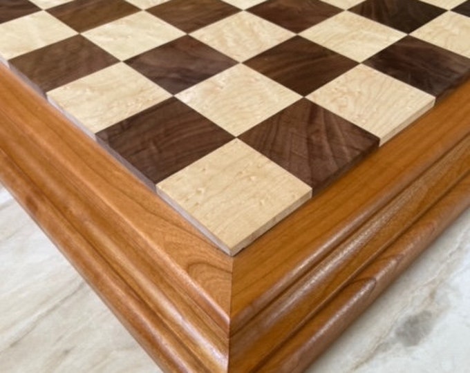 Deluxe Chess Board Birdseye Maple and Curly Walnut Chessboard 2.25 ...