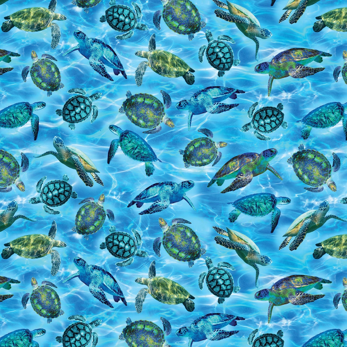 Oceana Sea Turtle Haven Aquamarine 12538-80 by Kanvas Studio - Etsy