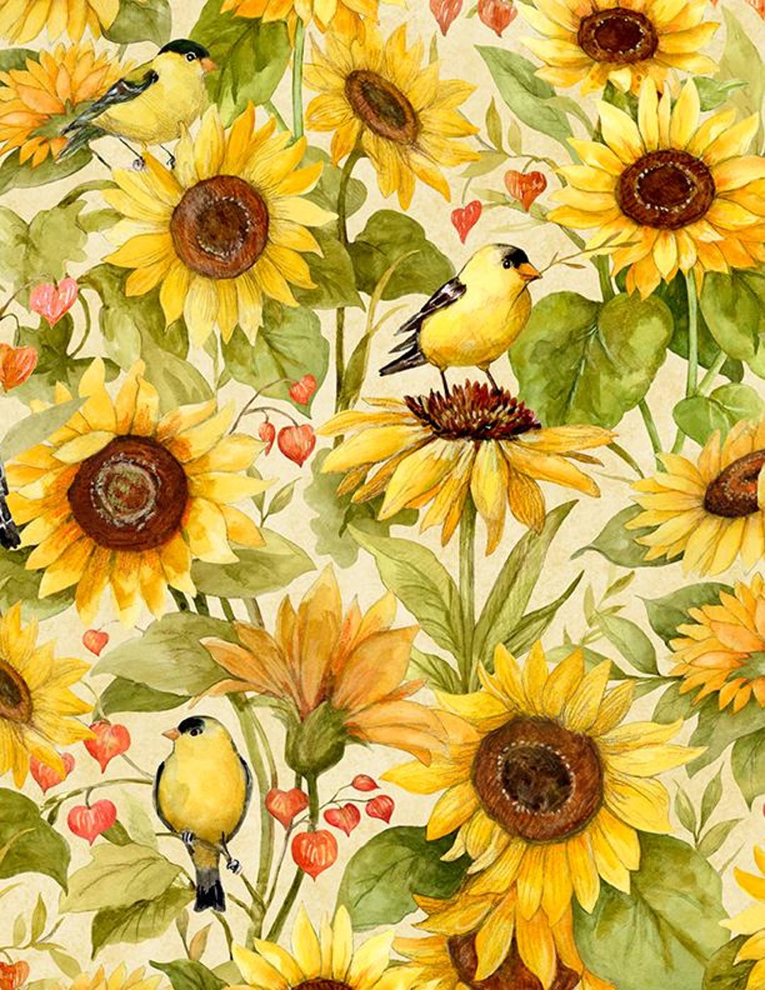 Sunflower Splendor HALF YARD Sunflowers & Goldfinches 83327-257 by ...