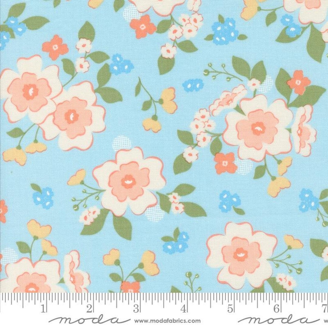 Dainty Meadow Wild Flowers HALF YARD Sky Blue 31740-22 Moda 100% Cotton ...