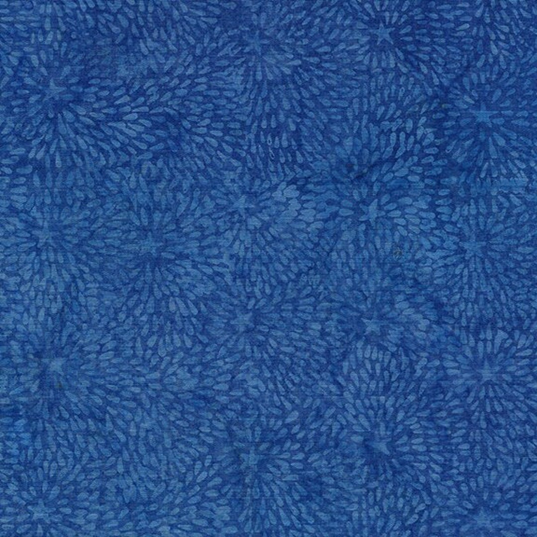 Americana Star Flower French Blue Batik HALF YARD 122162520 Island ...