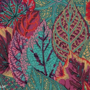 Kaffe Fassett Coleus Teal PJ030.TEAL by Philip Jacobs / Freespirit 100% Cotton Quilting Fabric ...