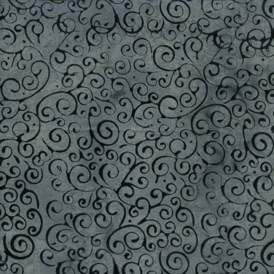 Swirls - HALF YARD Grey/gray Batik BE39-E1 by Island Batik 100% Cotton ...