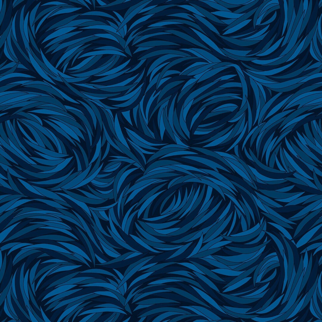 Tempest HALF YARD Deep Ocean Blue Studio E Fabrics 7590-77 100% Cotton ...