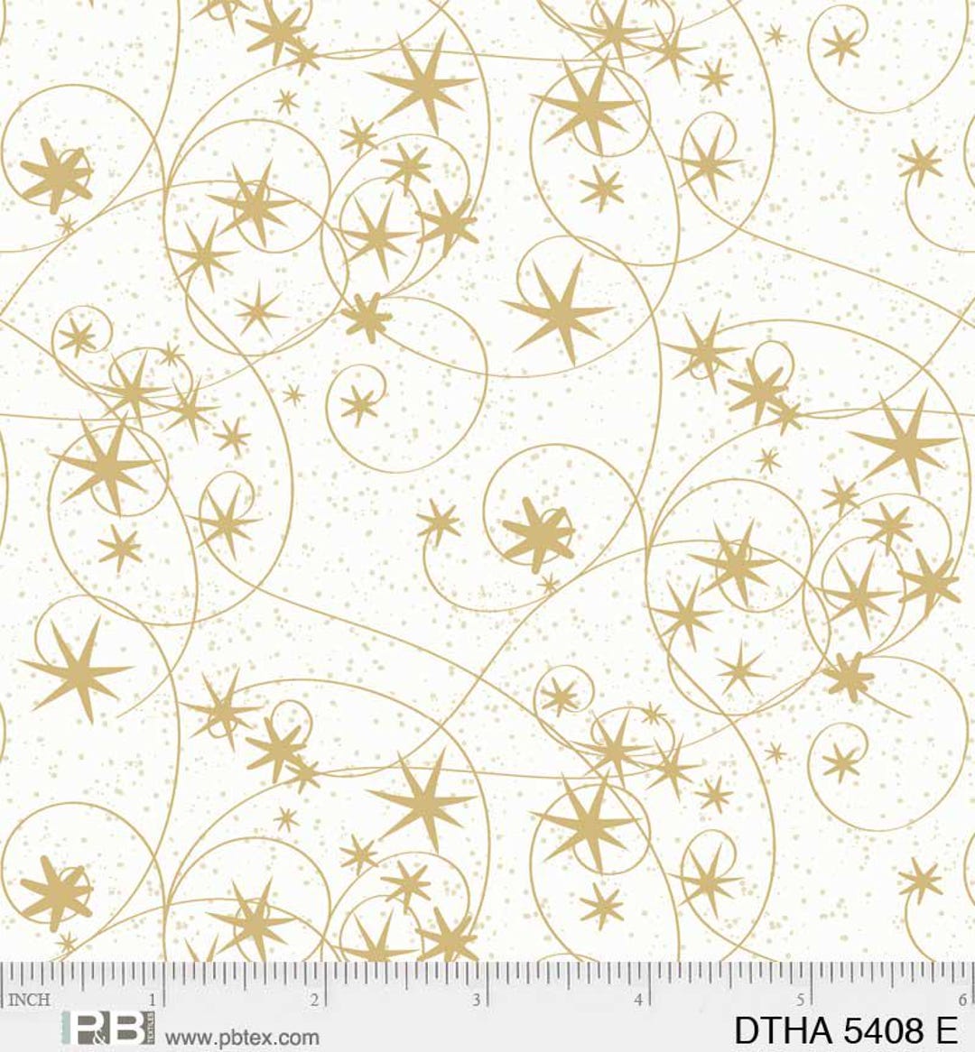 Deco the Halls Star Swirl Cream/gold Metallic HALF YARD 5408-E by P&B ...