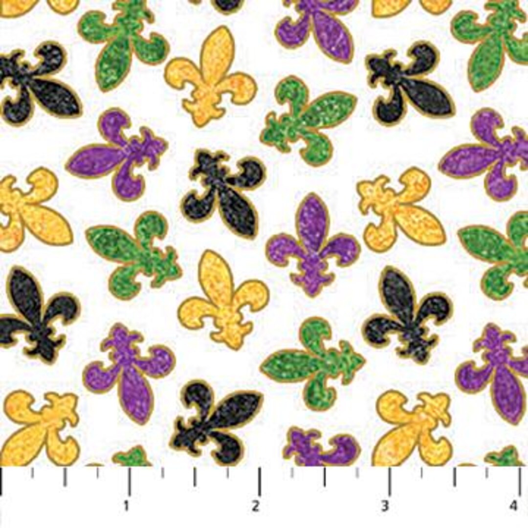 Stonehenge Mardi Gras Fleur De Lis White/multi HALF YARD 20252M-10 ...
