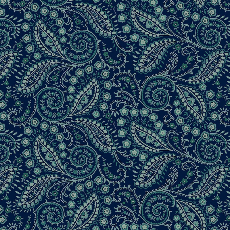 Navy Blue Paisley Fabric - Etsy