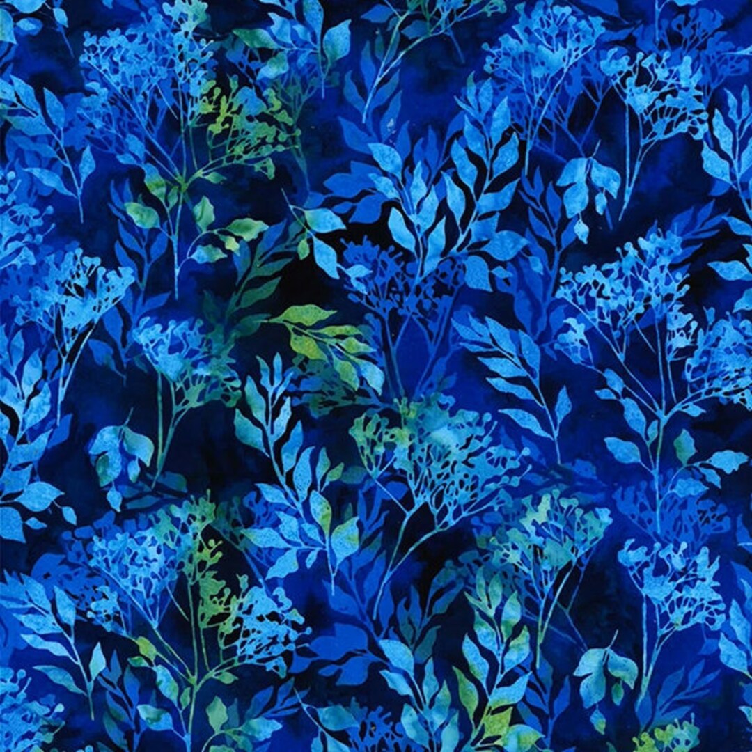 Foliage Lapis Batik T2377-123 by Hoffman California 100% Cotton Batik ...