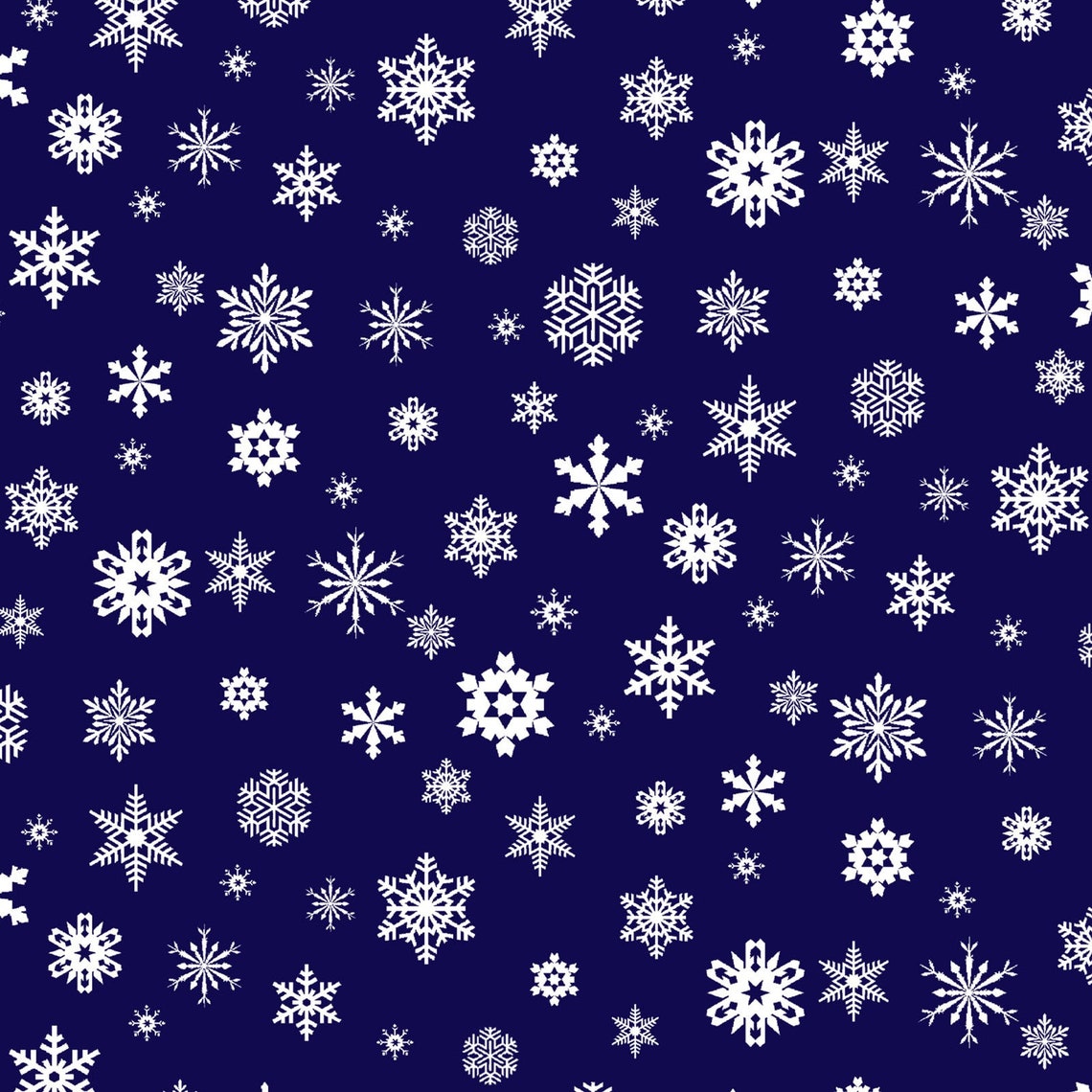 Santa's List Snowflakes HALF YARD Midnight Blue 676-MID Elizabeth's ...