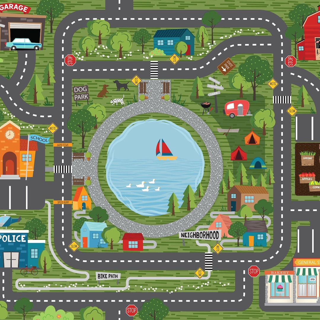 Beep Beep Canvas Playmat Panel 3890-24 by Clothworks 100% Cotton Canvas Digitally Printed Fabric ...