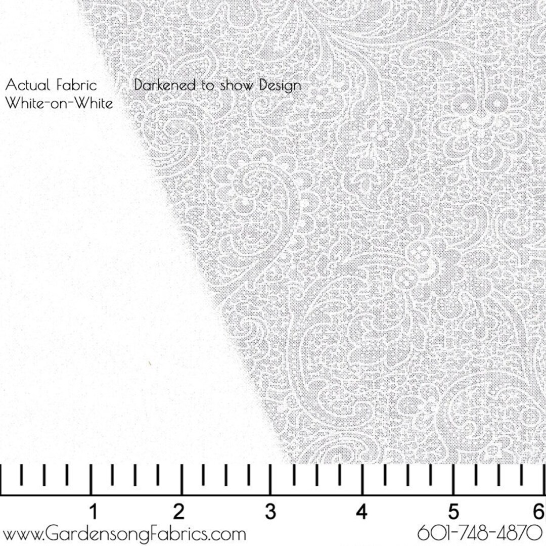 Muslin Mates French Swirl HALF YARD White on White 9937-11 by Moda 100% ...