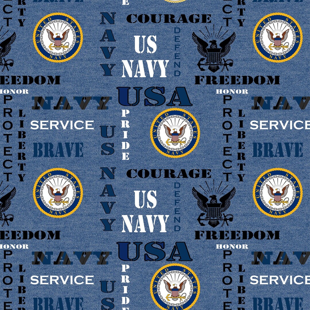 Navy Heather Logo 1181n-navy by Sykel Enterprises 100% Cotton Fabric ...