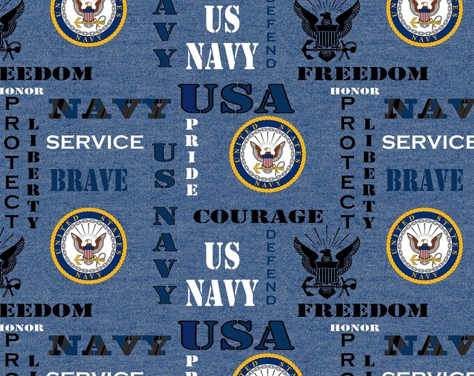 Navy Heather Logo 1181n-navy by Sykel Enterprises 100% Cotton Fabric ...