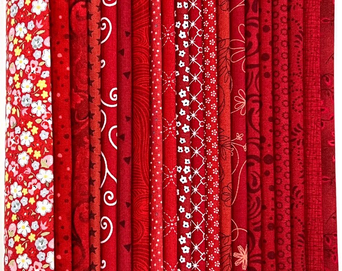 Old Town Red FABRIC BUNDLE 100% Cotton Quilt Shop Quality - 20 Fabrics ...