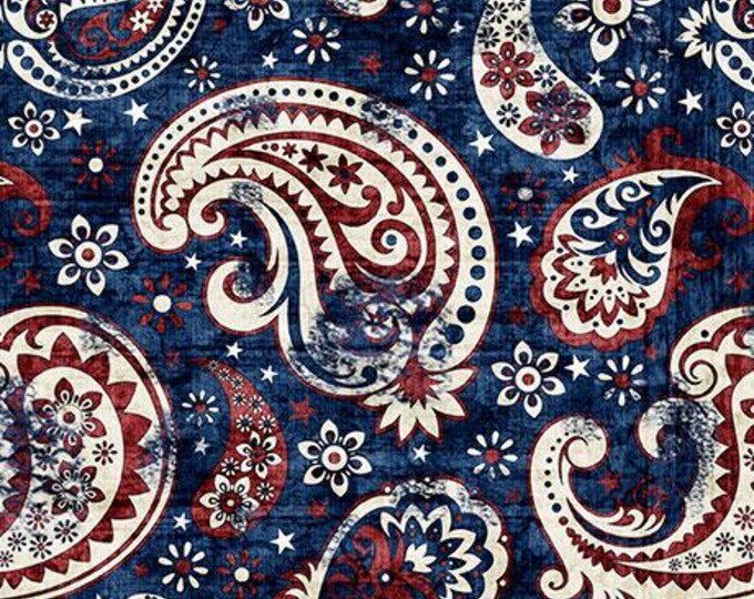 BOLT END 30" X 44" American Tapestry Paisley Navy 30870-N QT Fabrics ...