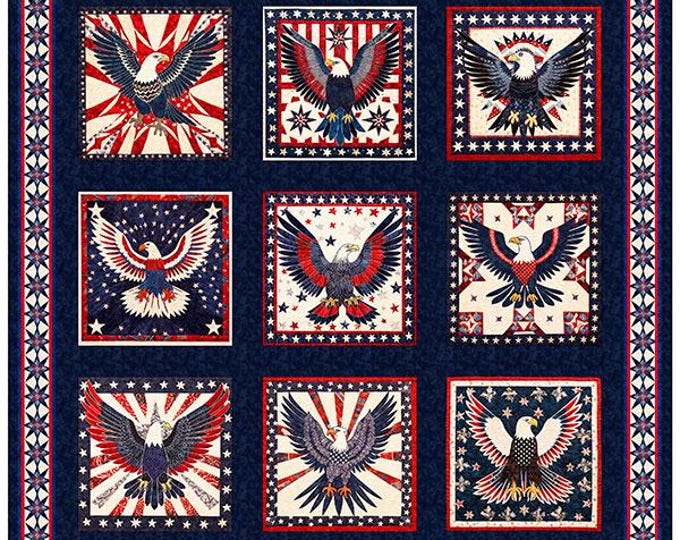 American Tapestry Eagle Blocks Panel 30866-N by QT Fabrics 100% Cotton ...