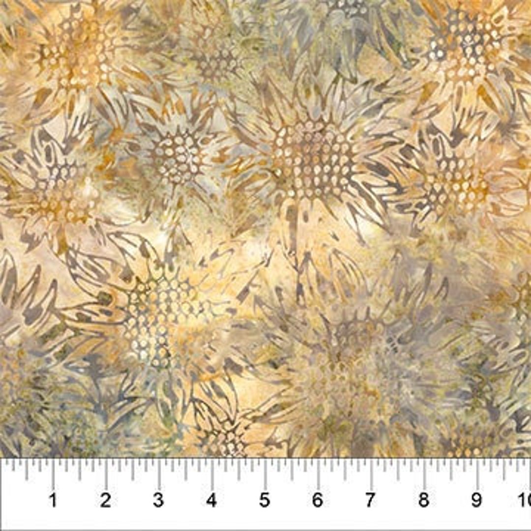 Heartland Sunflowers HALF YARD Oatmeal Batik 83173-30 by Banyan Batiks 100% Cotton Quilting ...