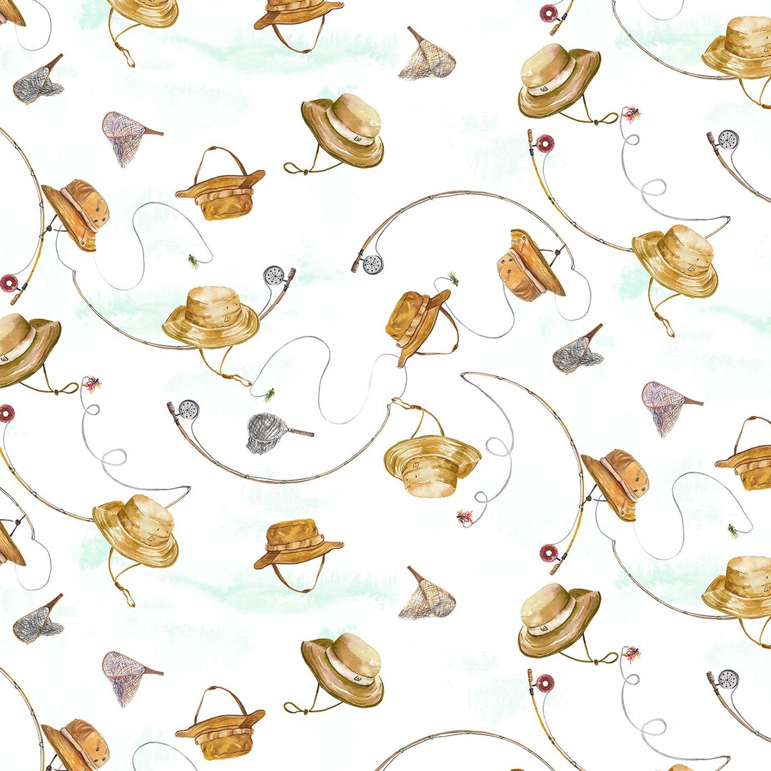 Daily Catch HALF YARD Let's Go Fishing TM302-AC2D by RJR Fabrics 100% ...