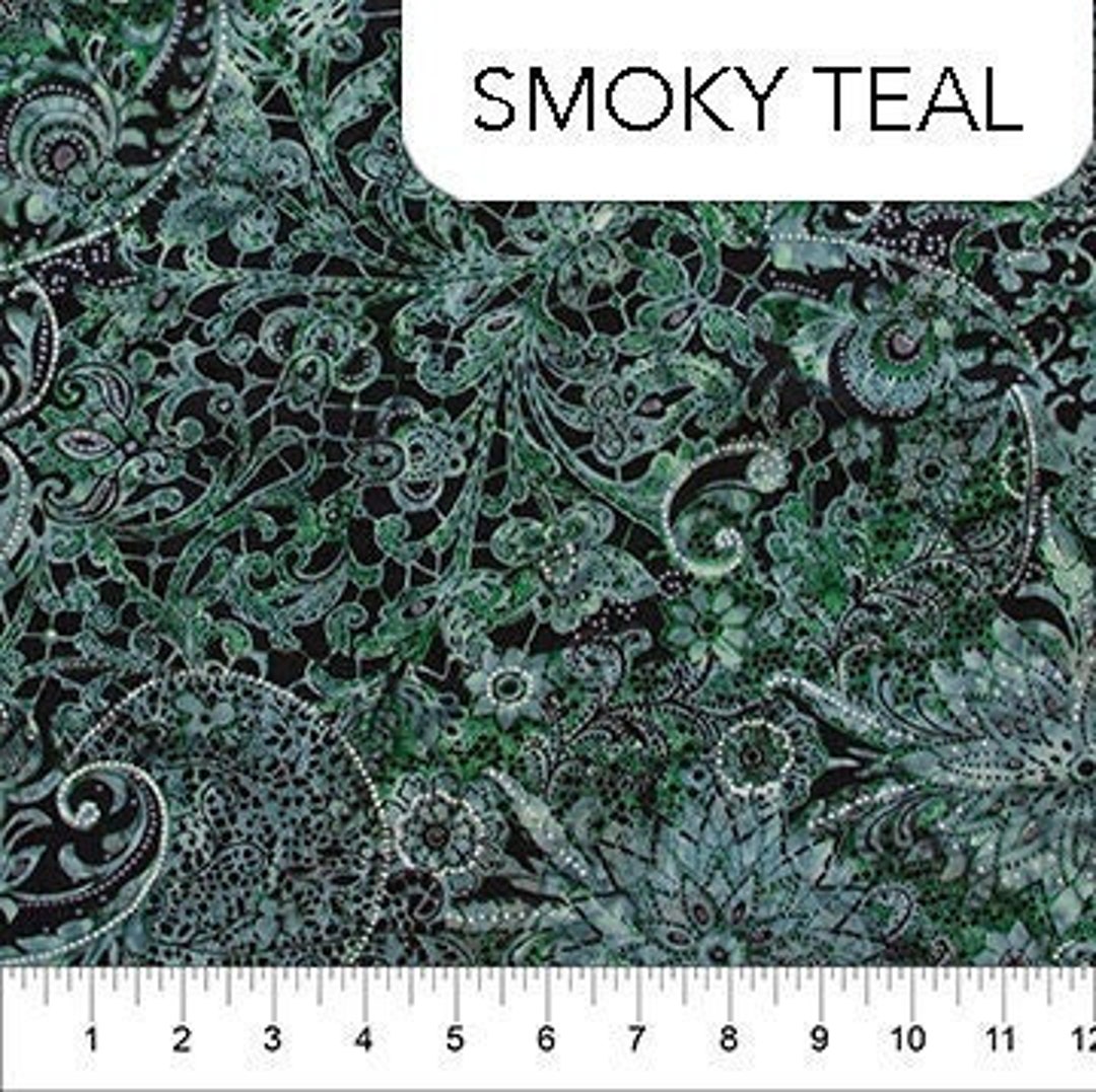 Lustre HALF YARD Smoky Teal Batik W/silver Metallic Dots 81221-68 by ...