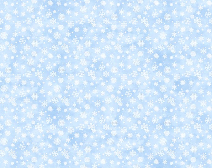 St Nicholas HALF YARD Light Blue Snowflakes 28218-42 Northcott 100% ...