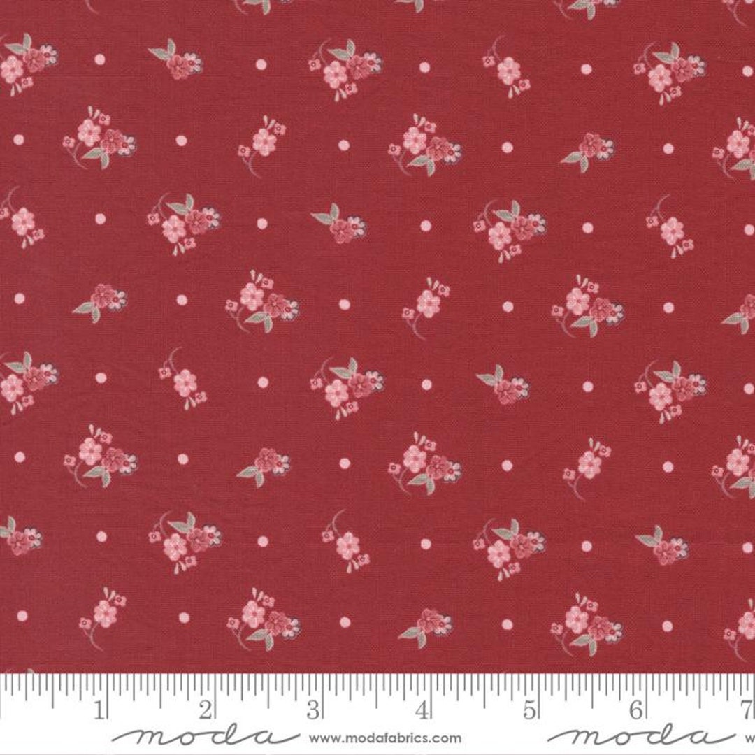 The Flower Farm Meadowstreet Begonia Red 3012-14 by Bunny Hill for Moda ...