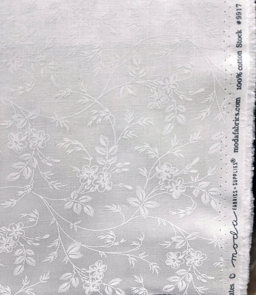 Muslin Mates Medium Floral White on White 9917-11 by Moda 100% Cotton ...
