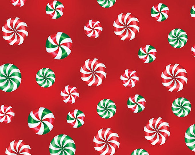 Sugar & Spice Peppermint Candies HALF YARD Red 14571-10 Benartex 100% ...
