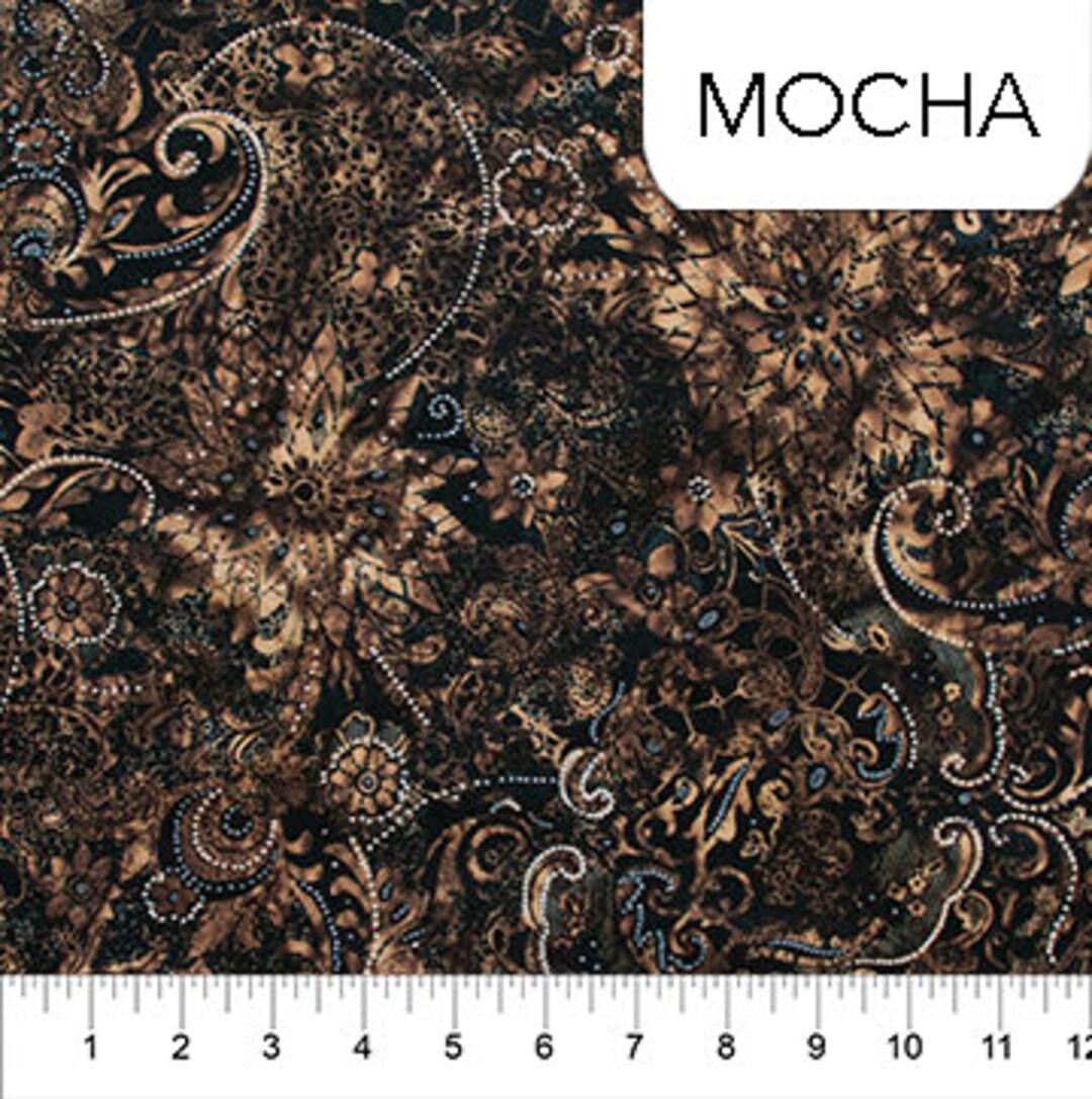 Lustre HALF YARD Mocha Batik W/silver Metallic Dots 81221-36 by Banyan ...