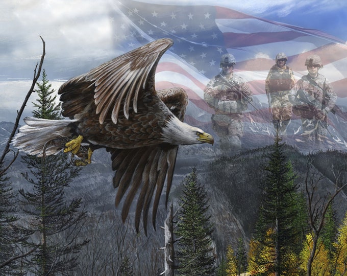Free Like an Eagle Panel BW-0099-7C by Four Seasons 100% Cotton Fabric ...