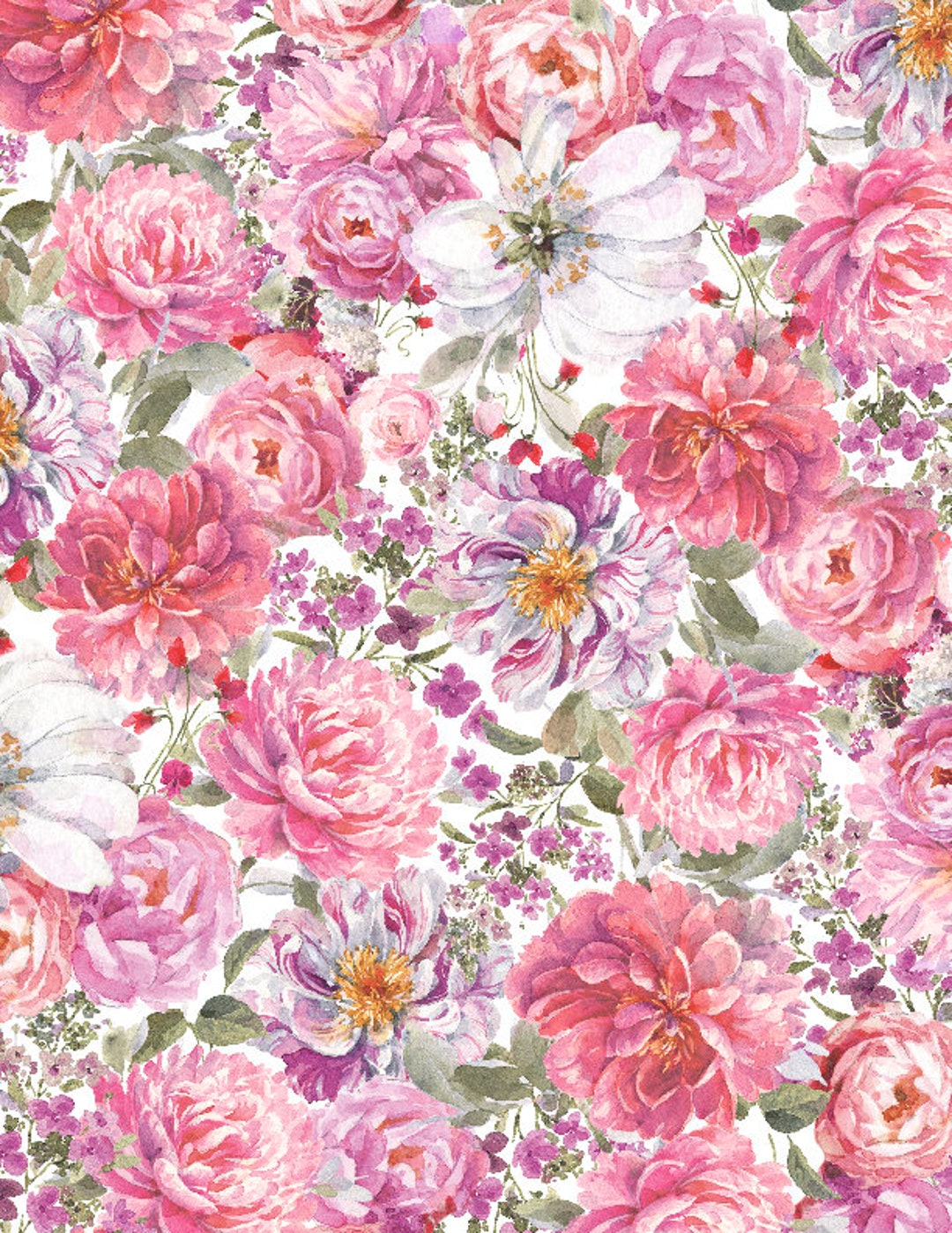 Blush Garden Packed Floral White 17774-137 by Wilmington Prints 100% ...