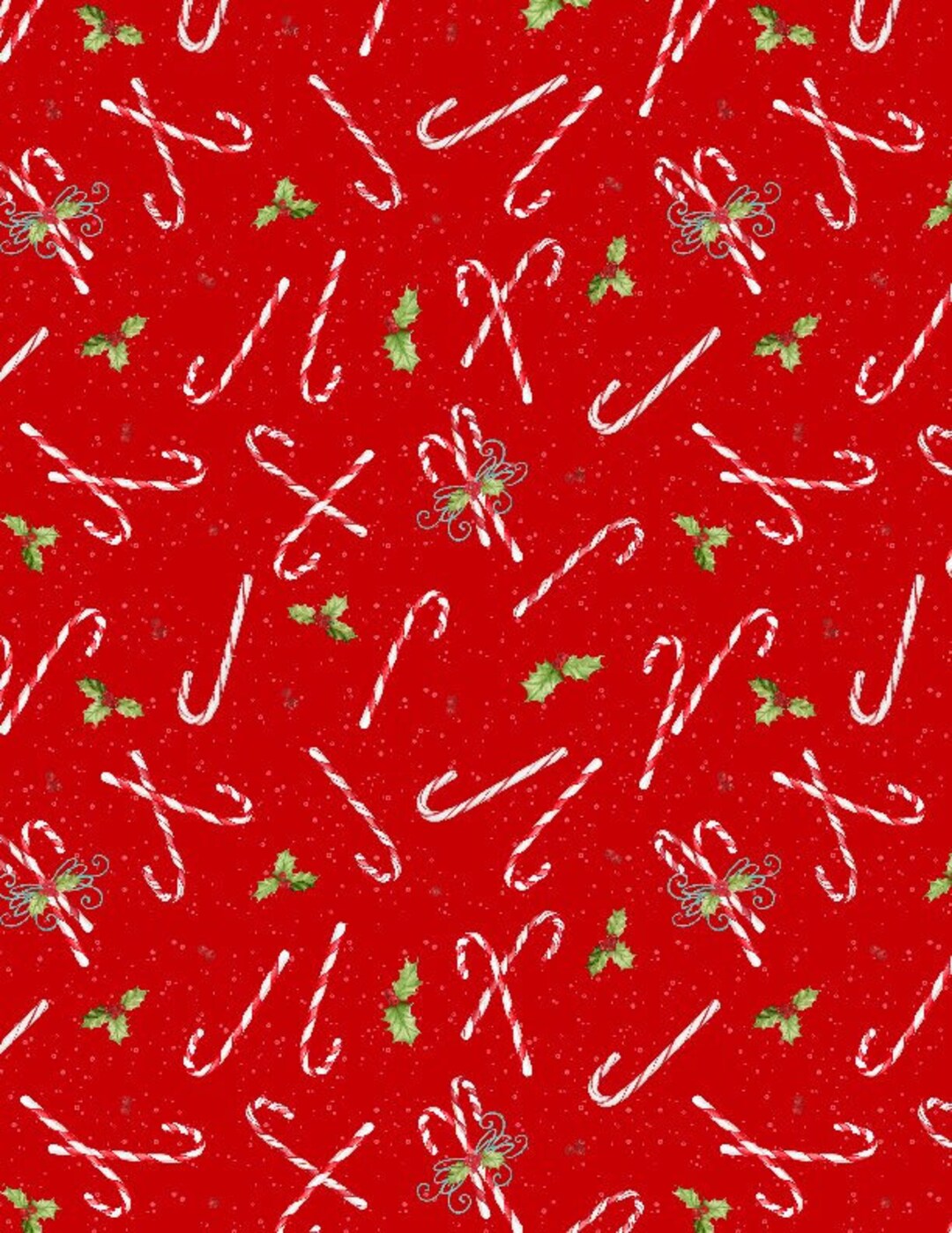 Peppermint Parlor Candy Cane Toss Red 27637-337 by Wilmington Prints 100% Cotton Fabric by the ...