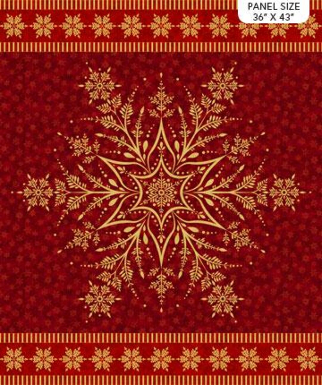 Shimmer Frost Snowflake PANEL Red / Gold Metallic 24194M-26 by ...