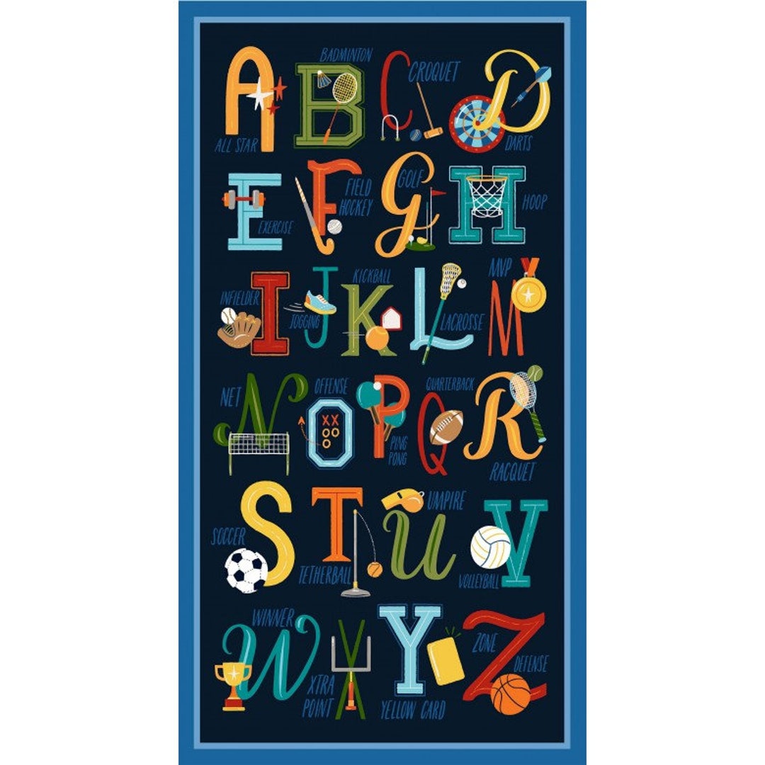 All Star Alphabet Panel 10296-MULT by Michael Miller 100% Cotton Fabric ...