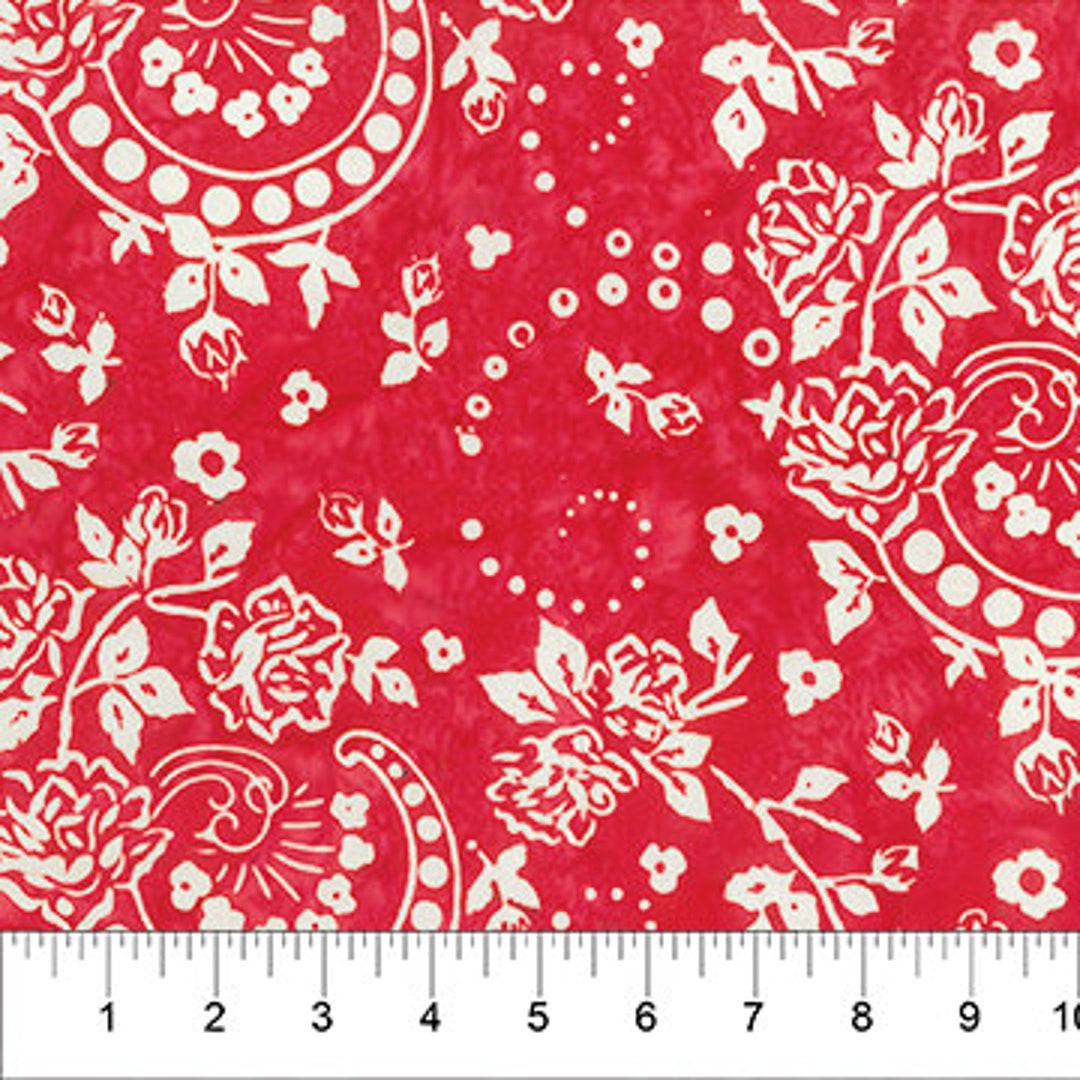Rose Parade Red Batik 80635-24 by Banyan Batik 100% Cotton Batik ...