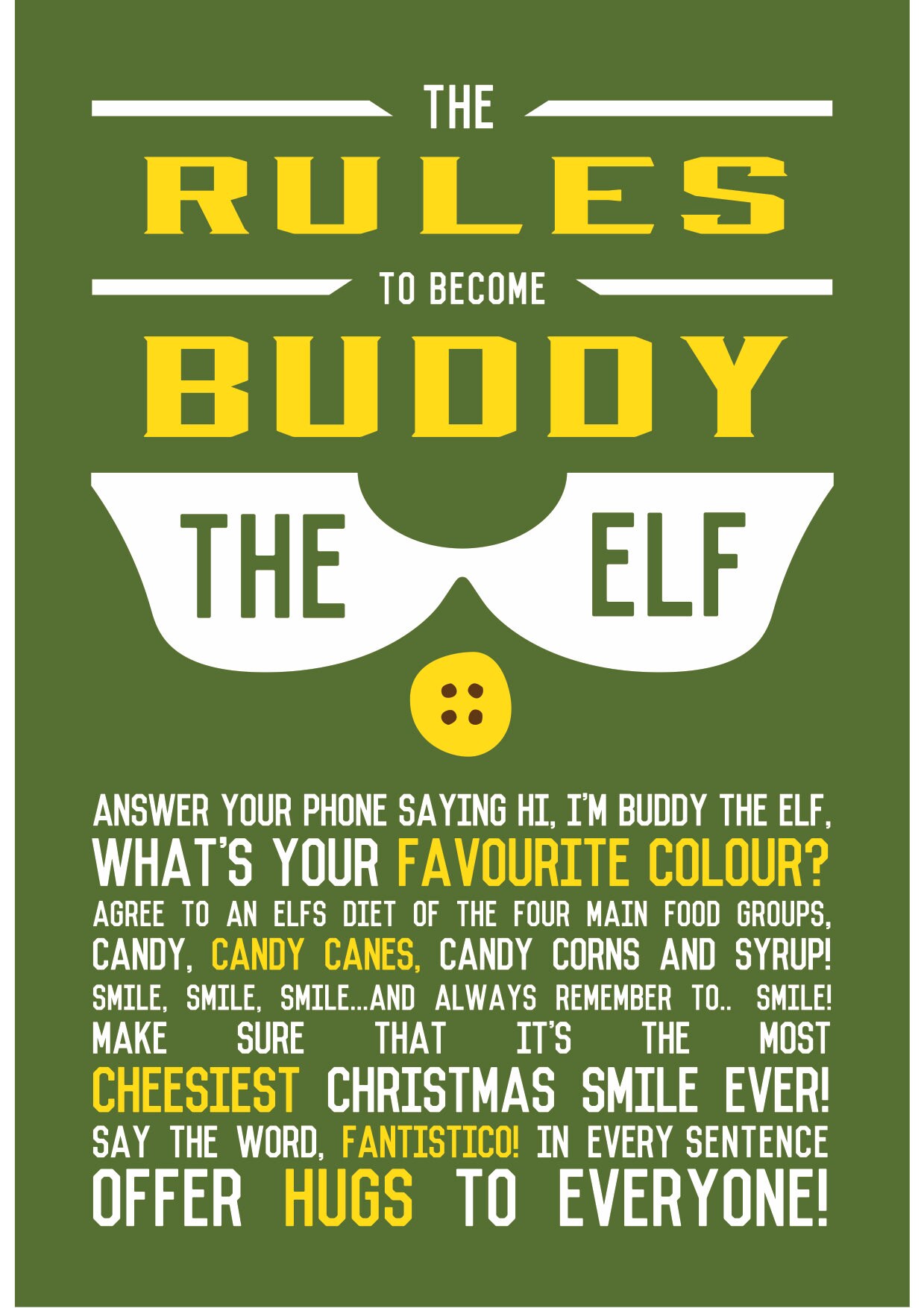 The Rules to Become Buddy the El , Printable Wall Poster, Instant ...