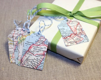 Vintage Map Gift Tags World & Atlas Map | Etsy