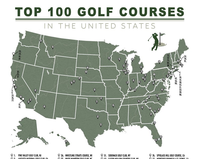 Top 100 USA Golf Courses Checklist | Bucket List | PGA Tour | Golf ...