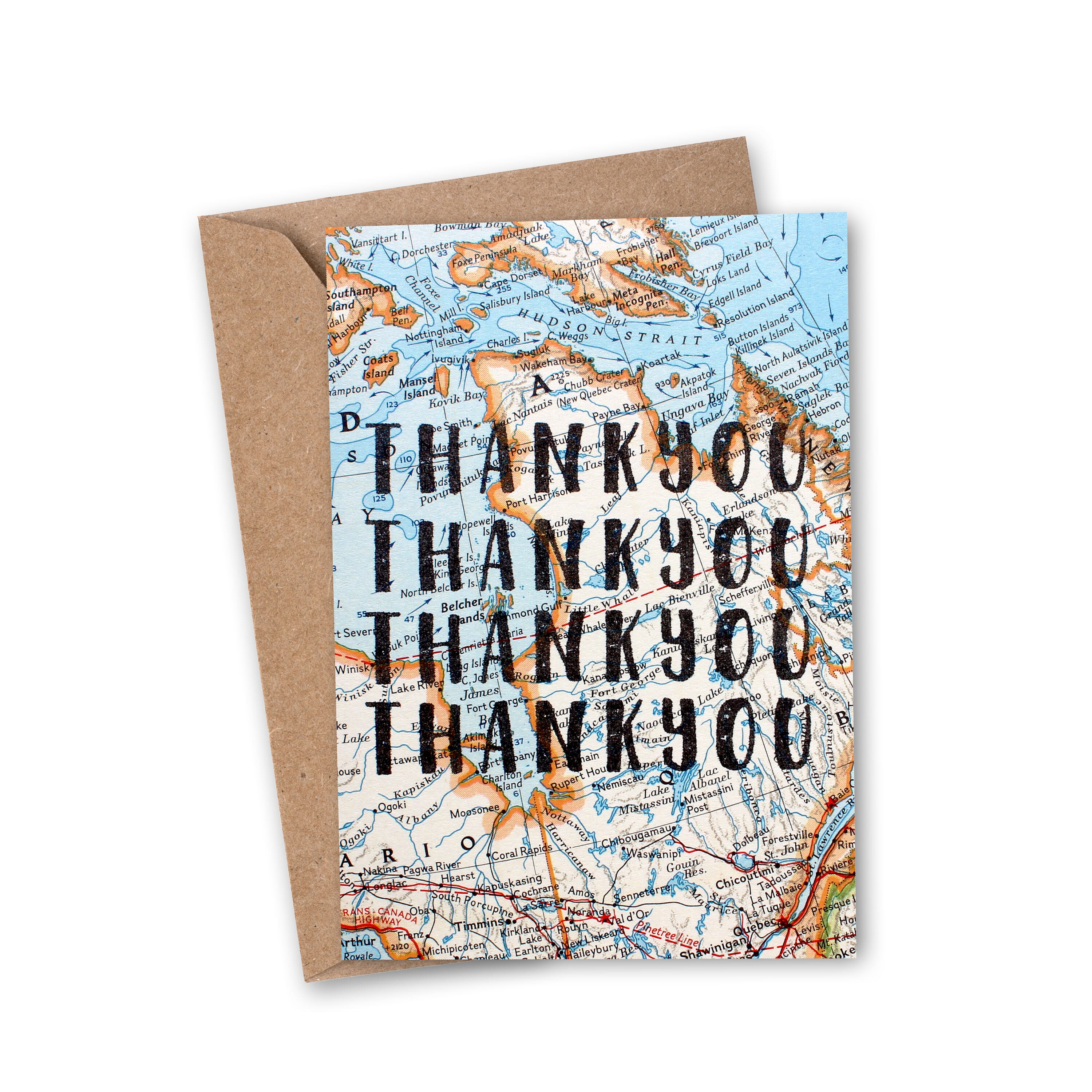 Thank You Card - Vintage Map Card - Wedding Thank You - Calligraphy ...
