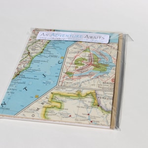Vintage Map Card - Travel Cards - Stationery Blank Cards - Map Note ...