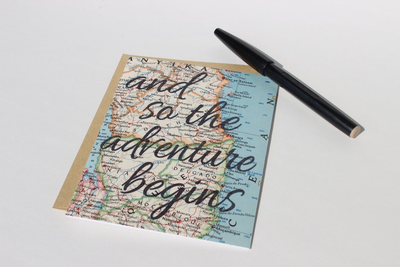 Vintage Map Greeting Card and so the Adventure Begins - Etsy