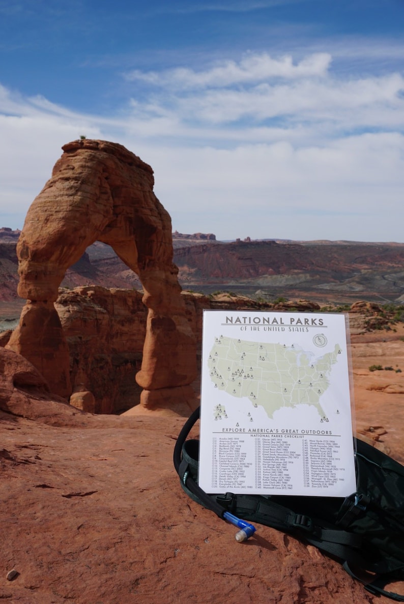National Parks Checklist Map Print/poster - USA Travel Map - 63 ...