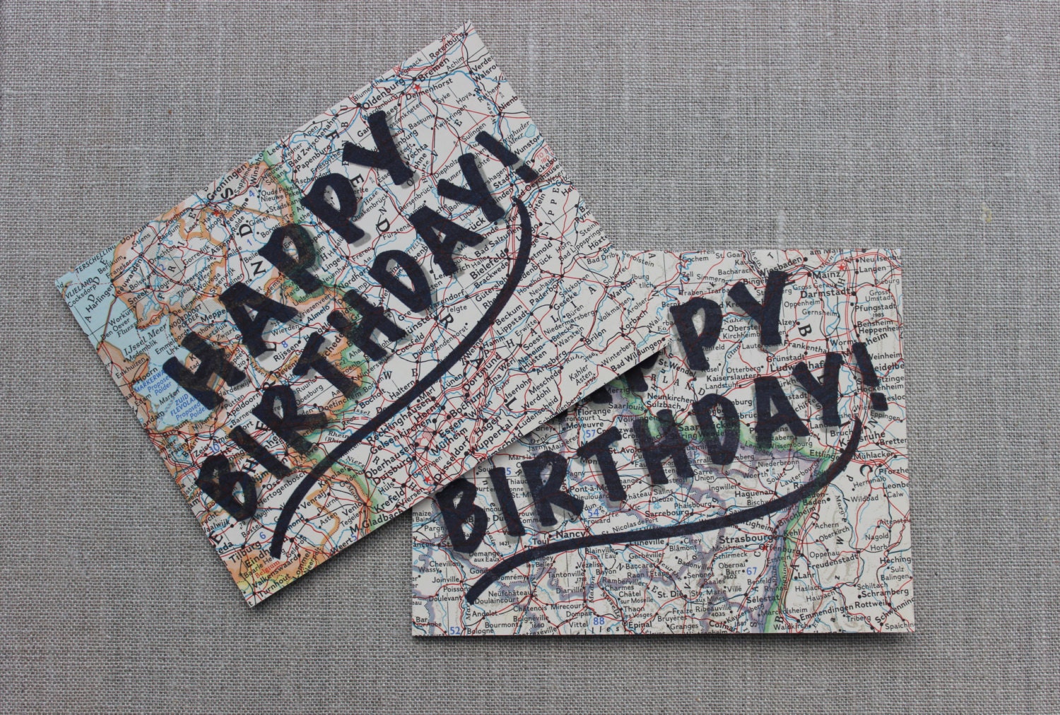 Happy Birthday Card Vintage Map Card Travel Card - Etsy