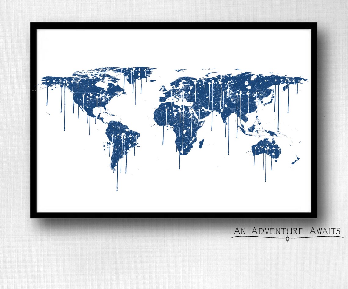 Paint Splatter World Map Print Travel Poster World Map - Etsy