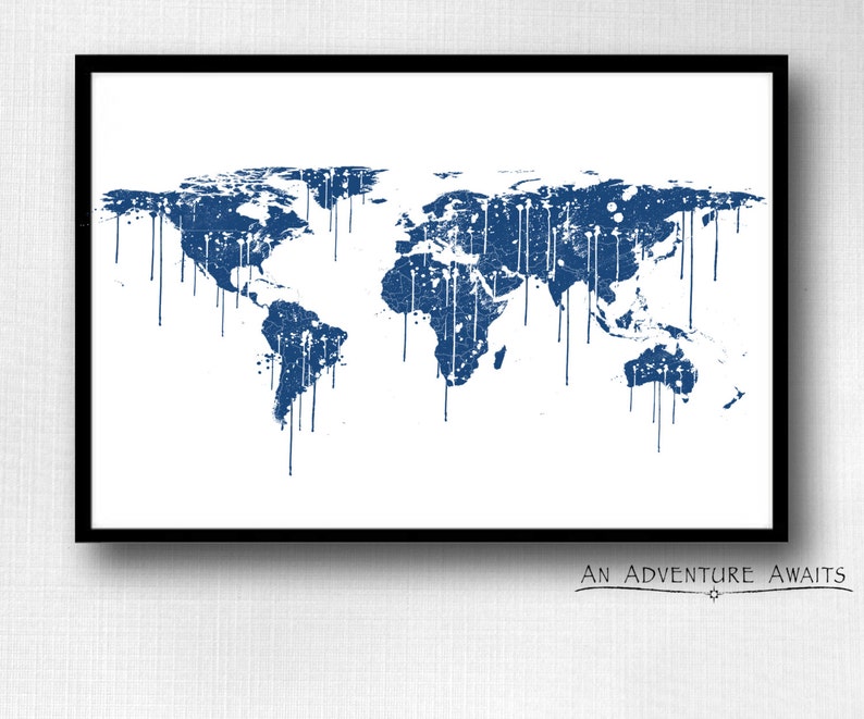 Paint Splatter World Map Print Travel Poster World Map - Etsy