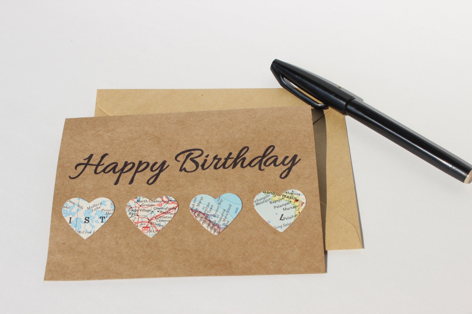 Happy Birthday Card Vintage Map Card Travel Card Map - Etsy