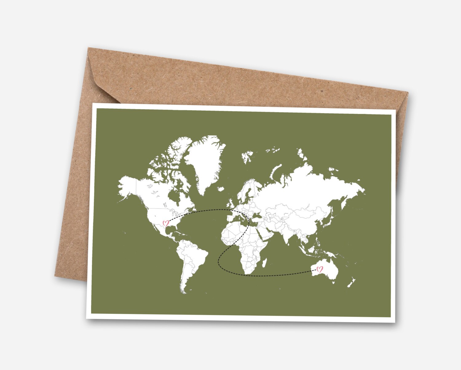 I Miss You - Long Distance Map Card, Relationship Card, World Map Card ...