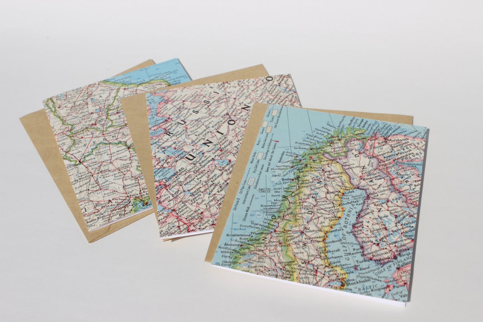 Vintage Map Card - Travel Cards - Stationery Blank Cards - Map Note ...