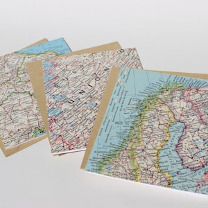 Vintage Map Card Set - Travel Card Set - Stationery Set Blank Cards ...