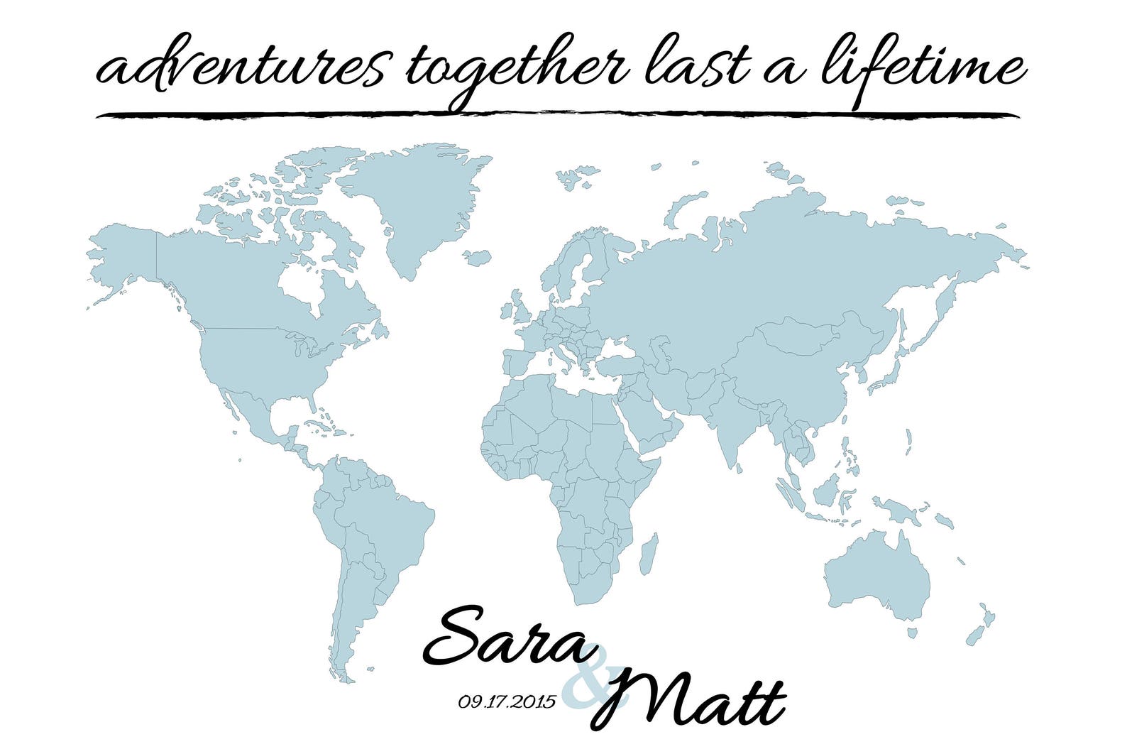 Wedding Guestbook World Map Print With Names & Date - Etsy